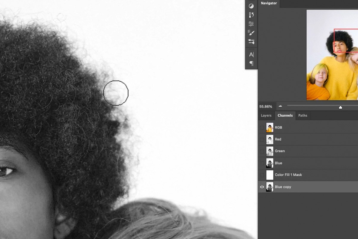Advanced Hair Masking with Channels in Photoshop - PHLEARN